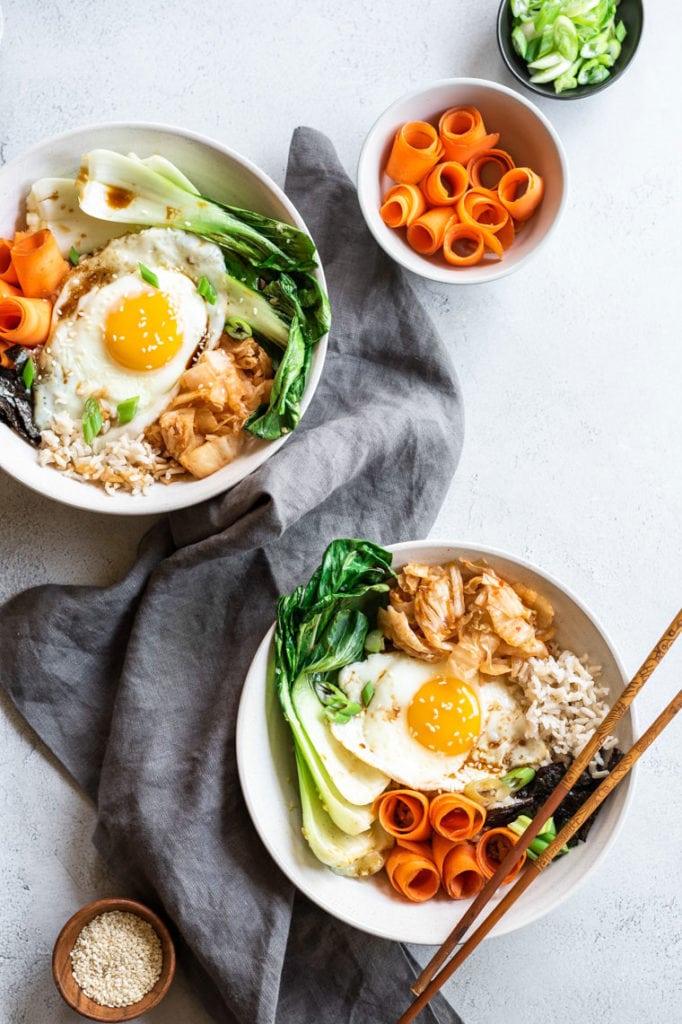 Kimchi and Bok Choy Rice Bowl Recipe - AdventureBlooms