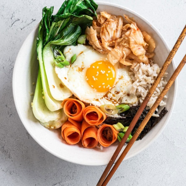 Kimchi and Bok Choy Rice Bowl Recipe - AdventureBlooms