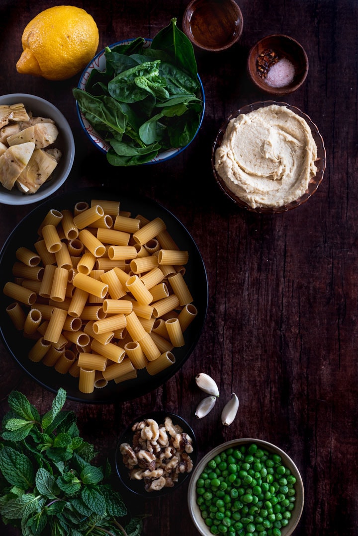 Date night pasta with hummus cream sauce and gremolata | The Crooked Carrot